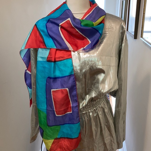 Vintage | Accessories | Rare Vintage Spectacular Silk Long Color Block ...